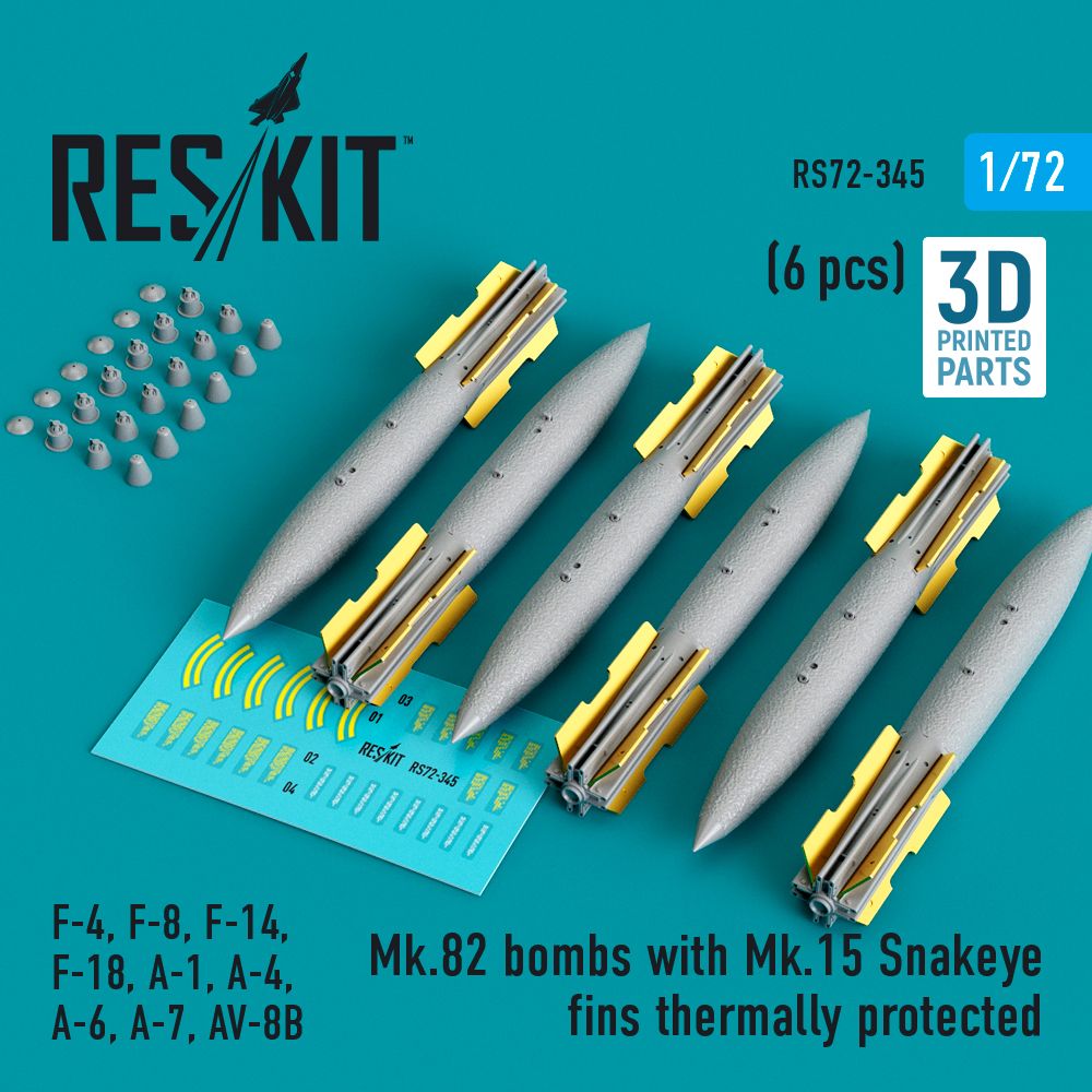 RES/KIT Mk.82 bombs with Mk.15 Snakeye fins thermally protected 1:72